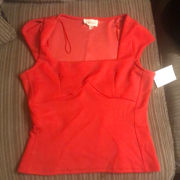 meraki | Tops | Red Crop Peplum Top | Poshmark